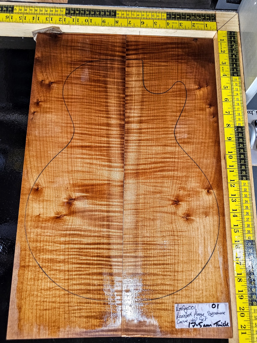 Roasted Ripple Sycamore Carve Top Set no. 001 | Luthierwood & Artisan ...