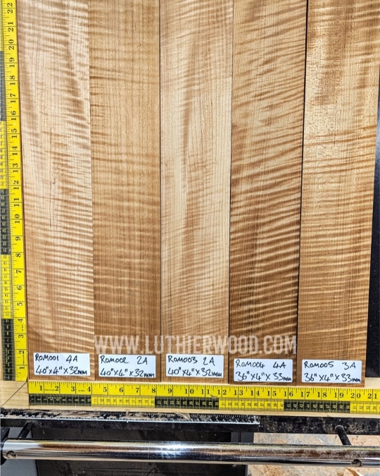4A Roasted Flame Maple Neck 001 | Luthierwood & Artisan Supplies