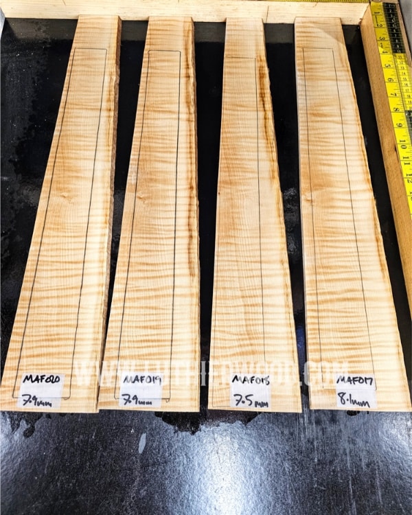 5A Flame Maple Guitar Fingerboard Blank 19 | Luthierwood & Artisan Supplies