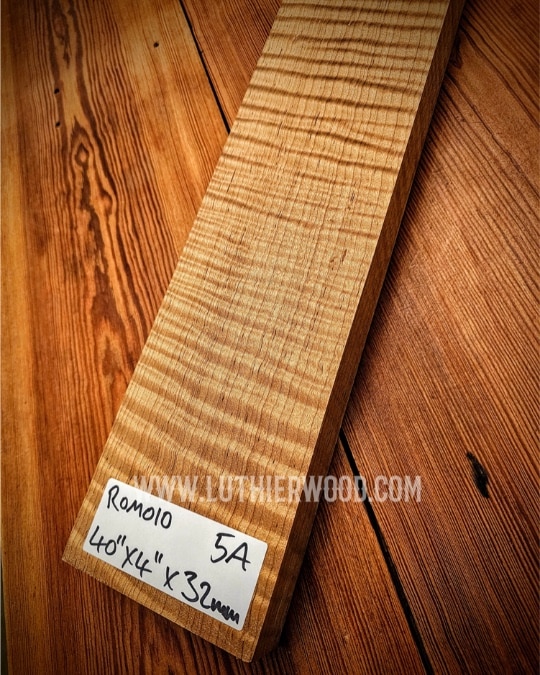 5A Roasted Flame Maple Neck 010 | Luthierwood & Artisan Supplies