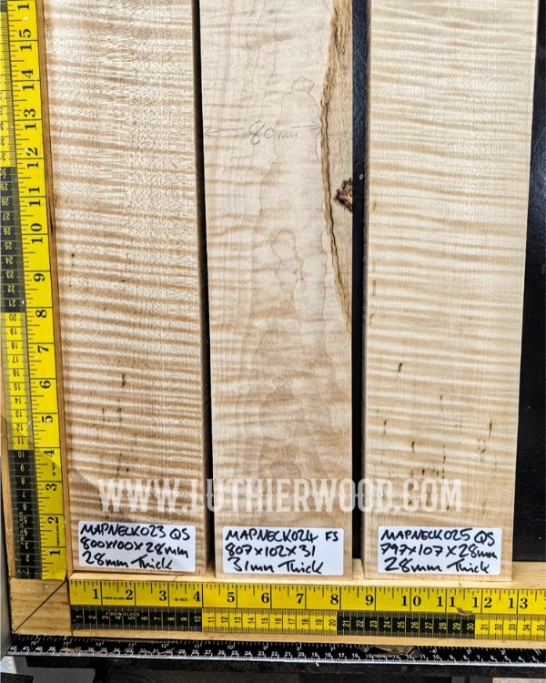 4A Flame Maple Guitar Neck Blank 024 | Luthierwood & Artisan Supplies