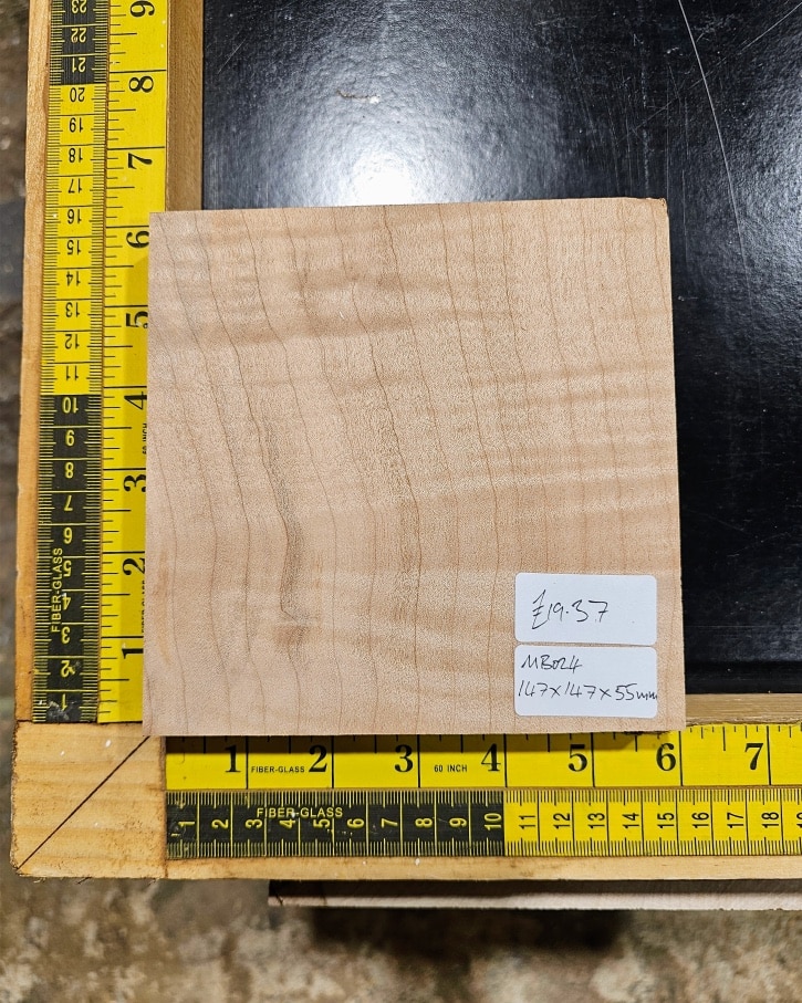 Curly Red Maple Turning Square MB024 | Luthierwood & Artisan Supplies