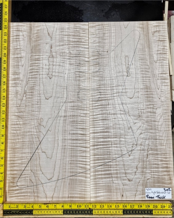 Flame Maple Set 302 Explorer Sized | Luthierwood & Artisan Supplies