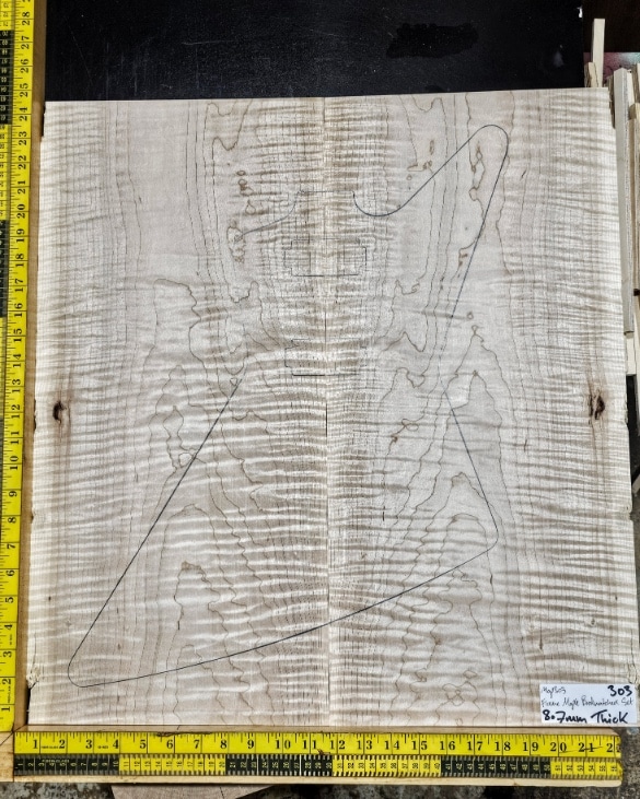 Flame Maple Set 303 Explorer Sized | Luthierwood & Artisan Supplies