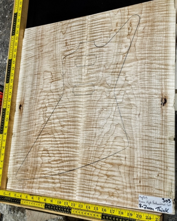 Flame Maple Set 303 Explorer Sized | Luthierwood & Artisan Supplies