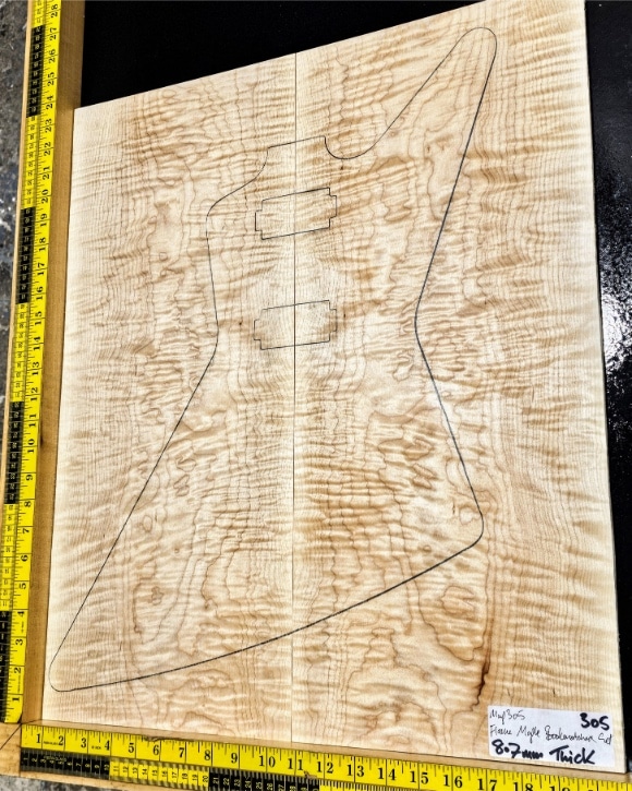 Flame Maple Set 305 Explorer Sized MASTER GRADE | Luthierwood & Artisan ...