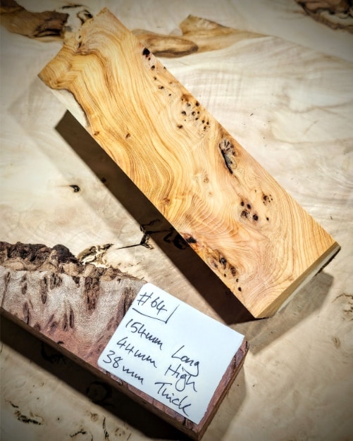 Figured Yew Knife Scales Block 64 - Luthierwood & Artisan Supplies