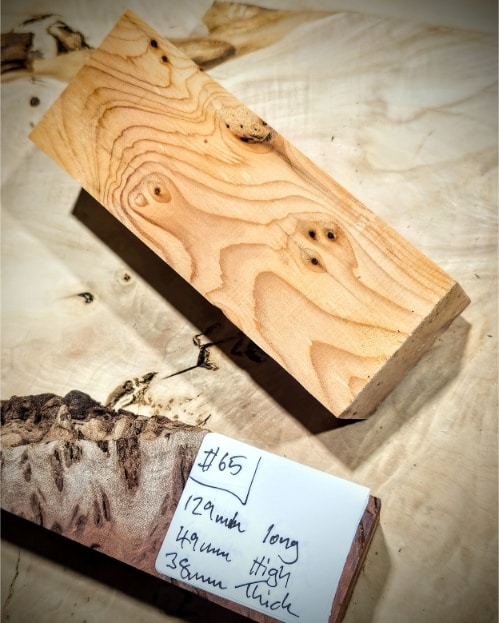 Figured Yew Knife Scales Block 65 - Luthierwood & Artisan Supplies