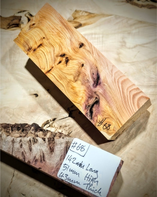 Figured Yew Knife Scales Block 68 - Luthierwood & Artisan Supplies
