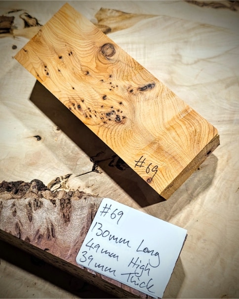 Figured Yew Knife Scales Block 69 - Luthierwood & Artisan Supplies